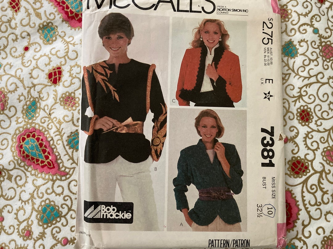 Vintage 1980s Mccalls 7381 Bob Mackie Sewing Pattern Size 10 Bust 32.5 ...