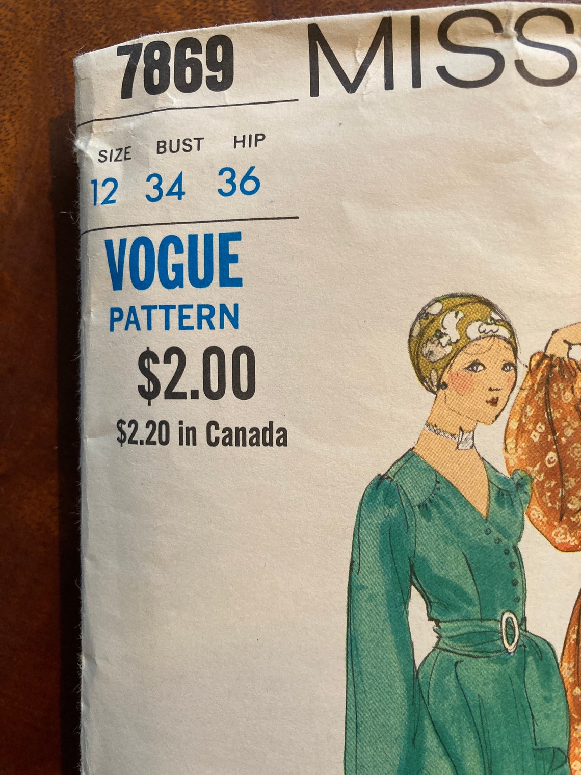 Vintage 1970s MISS VOGUE 7869 Sewing Pattern Size 12 Bust 34 - Etsy