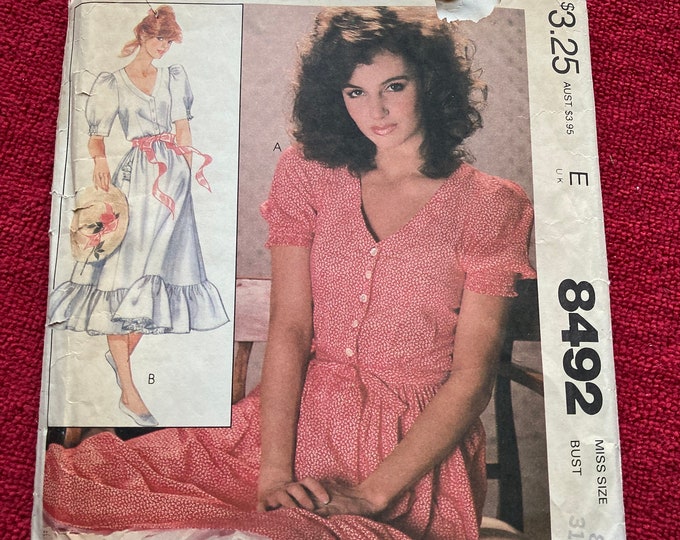 Vintage 1980s Mccall's 8492 Laura Ashley Sewing Pattern Size 8 Bust 31. ...