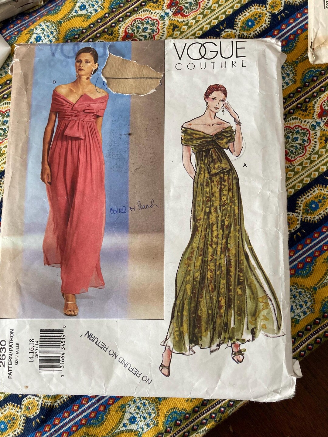 RARE Vintage 2000's Vogue 2630 Couture Sewing Pattern Size 14-16-18 FF ...