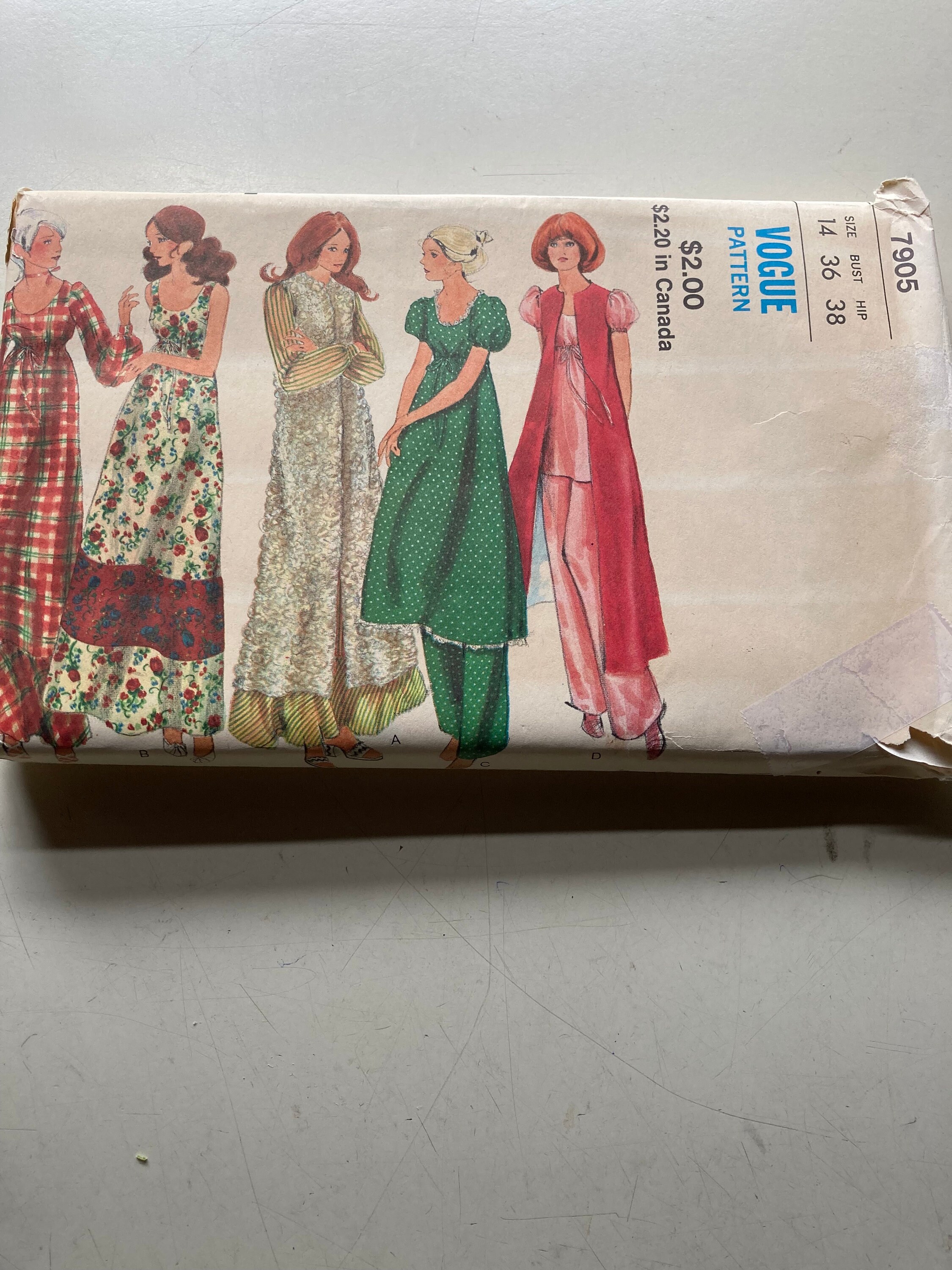 RARE Vintage 1970's Vogue 7905 Sewing Pattern Size 14 Bust 36 or Size ...