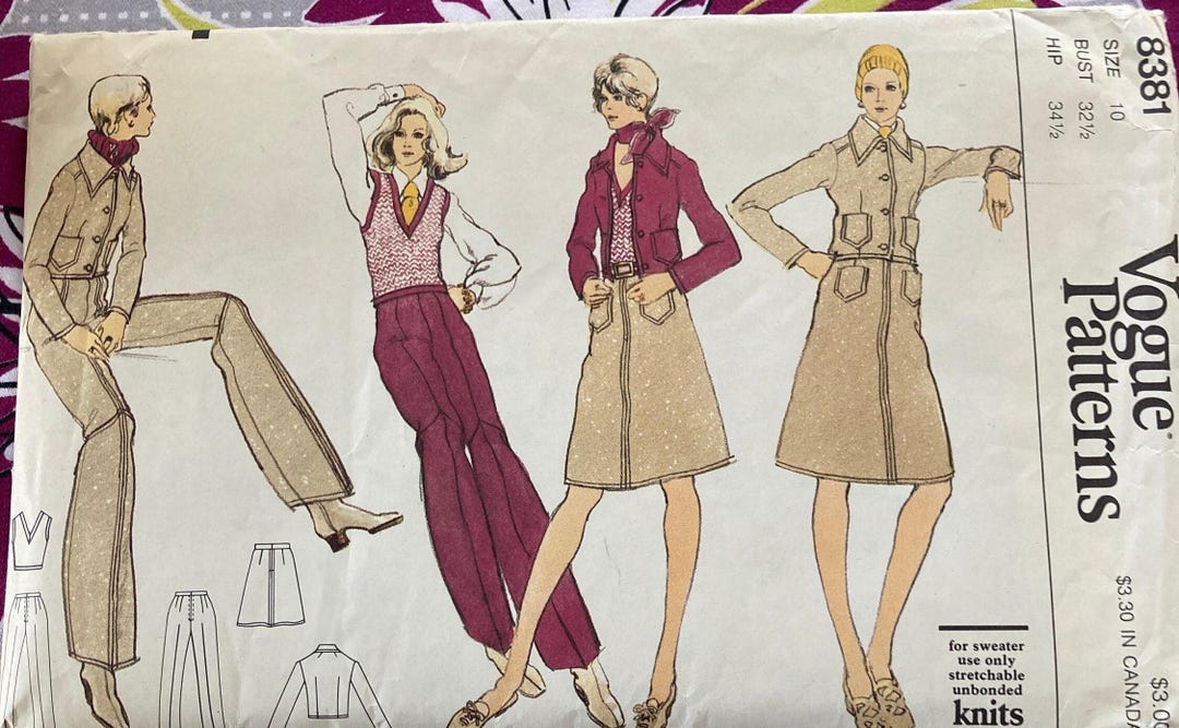 RARE Vintage 1970s Vogue 8381 Sewing Pattern Size 10 Bust 32.5 - Etsy
