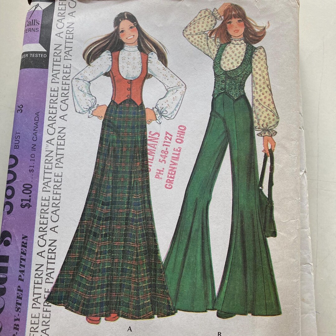 Vintage 1970's Mccall's 3800 Sewing Pattern Size 14 Bust 36 - Etsy