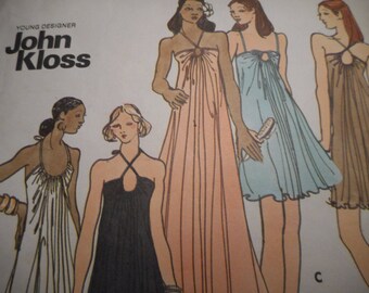 Butterick 6097 1980s John Kloss Misses Halter Swimsuit and
