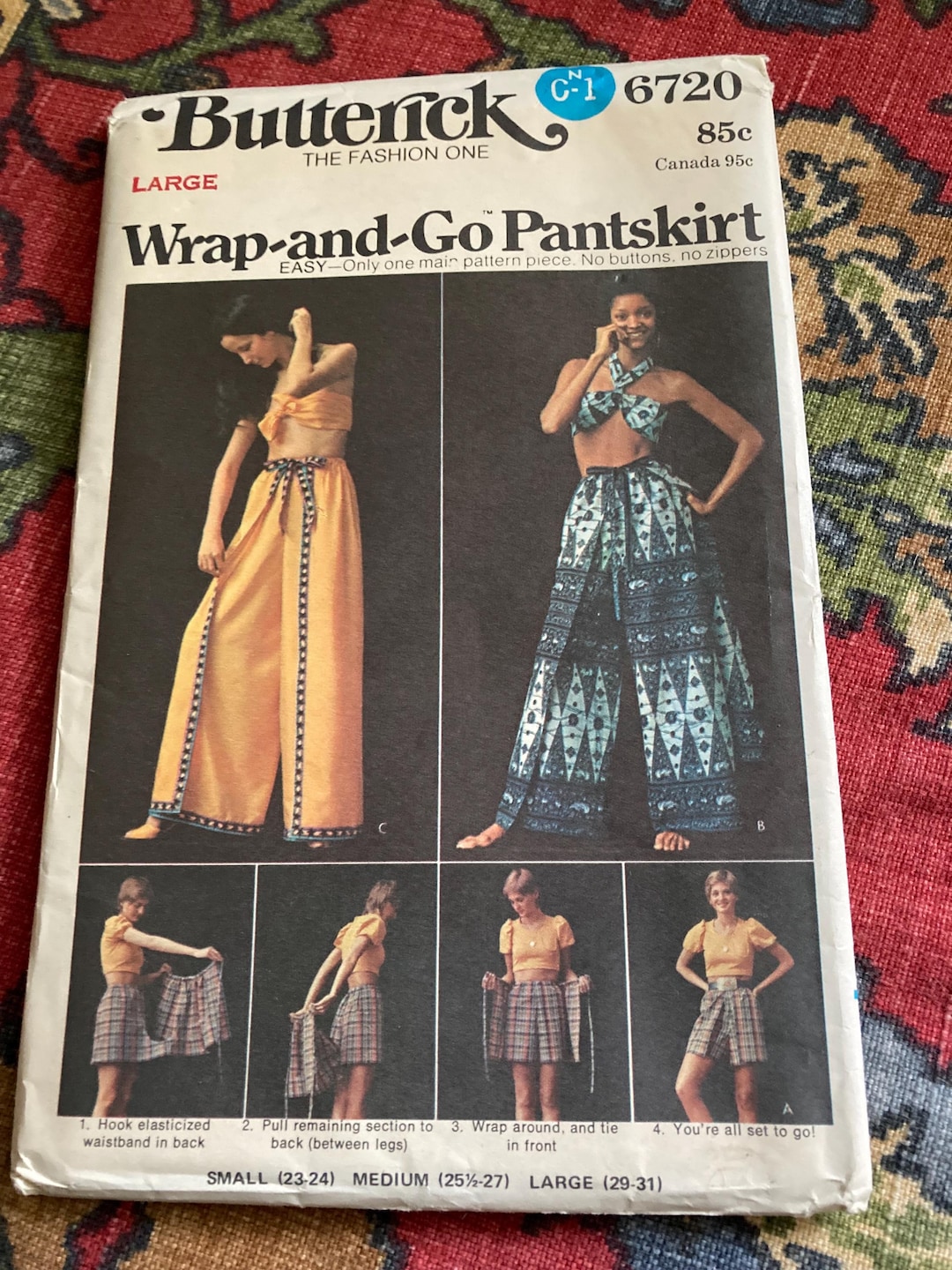 Vintage 1970s Butterick 6720 Sewing Pattern Size Large Waist 29-31 - Etsy
