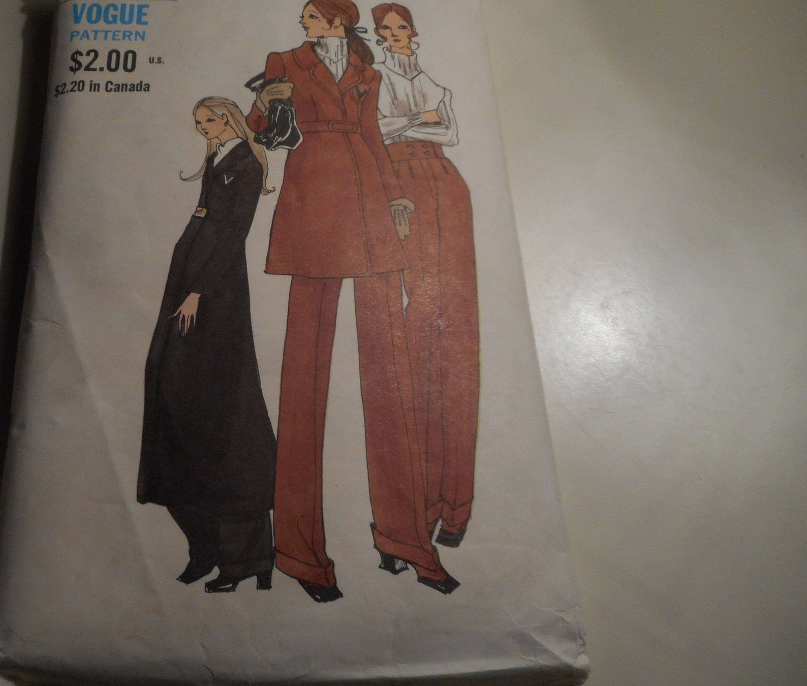 Vintage 1970's MISS VOGUE 7680 Coat and Pants Sewing Pattern Size 8 ...