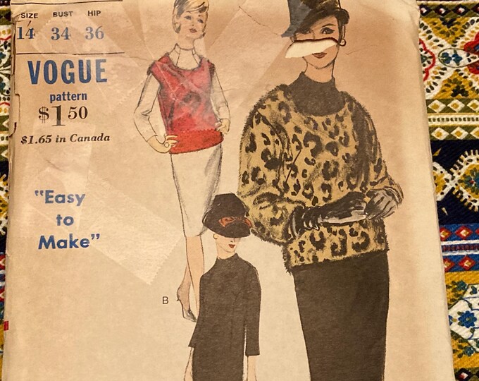 Vintage 1960's Vogue 6028 Sewing Pattern Size 14 Bust 34 FF - Etsy