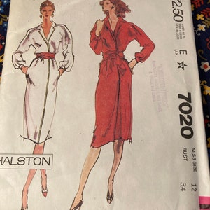 Vintage 1980s Mccalls 7020 Halston Sewing Pattern Size 10 Bust 32.5 or ...
