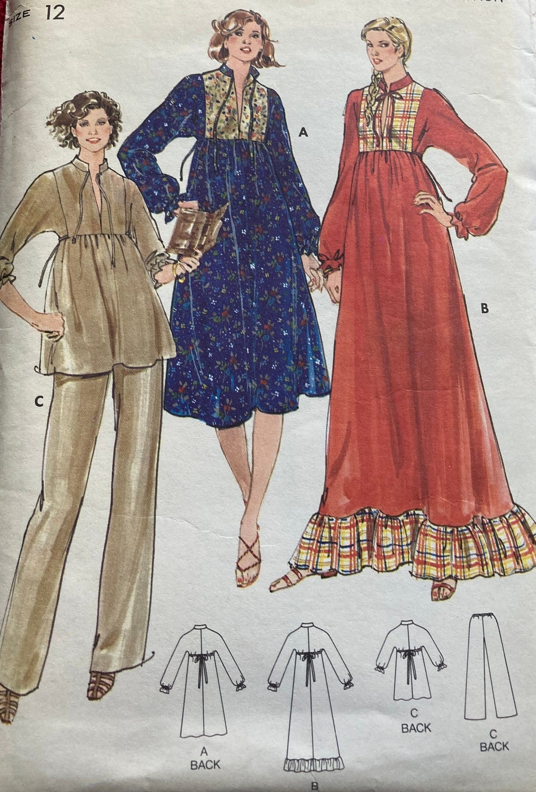 Vintage 1970's Butterick 6191 Sewing Pattern Size 12 Bust 34 - Etsy