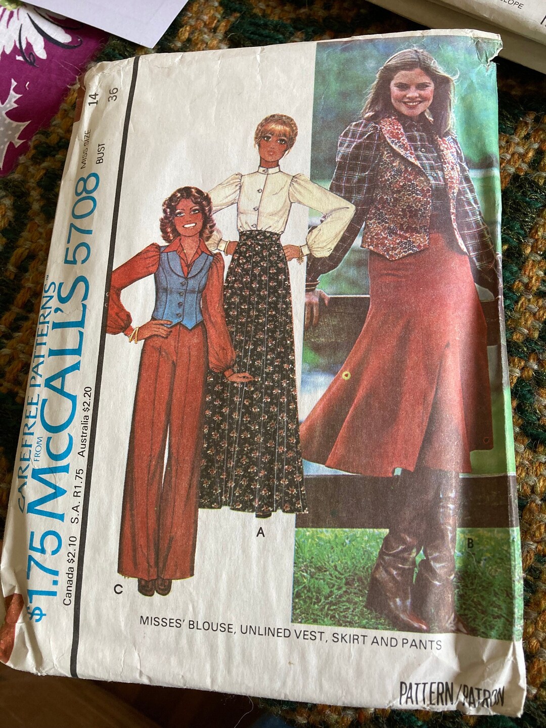 Vintage 1970's Mccall's 5708 Sewing Pattern Size 14 Bust 36 - Etsy