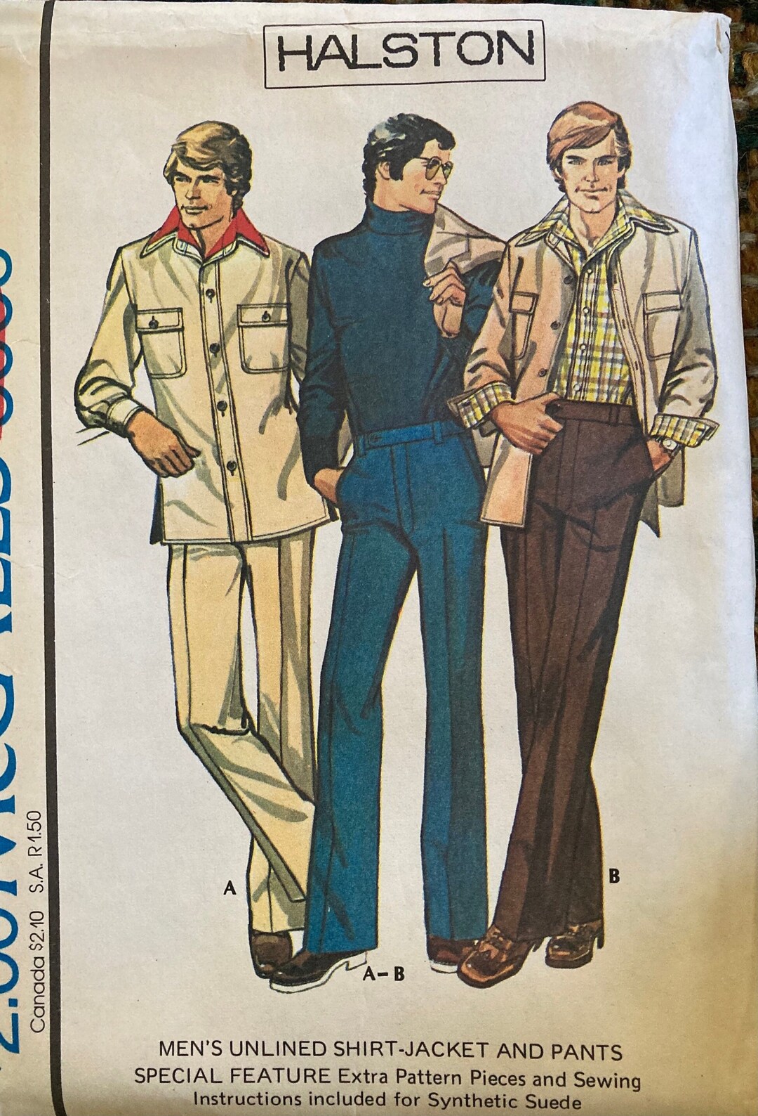 Vintage 1970's Mccall's 5009 HALSTON Mens Sewing Pattern Size 36 or ...