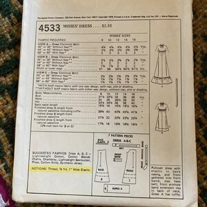 Vintage 1970's Mccall's 4533 Sewing Pattern Size 12 Bust 34 FF - Etsy