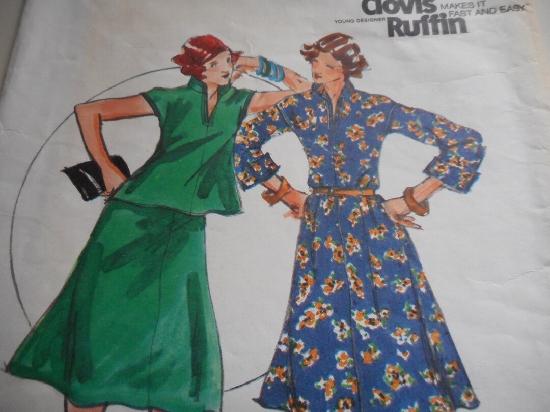 Vintge 1970's Butterick 3799 YOUNG DESIGNER Clovis Ruffin Dress, Top ...