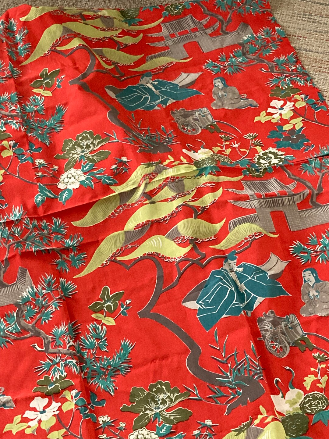 Vintage 1940's 50's Design CANTON a Colonial Certified Service Fabric ...