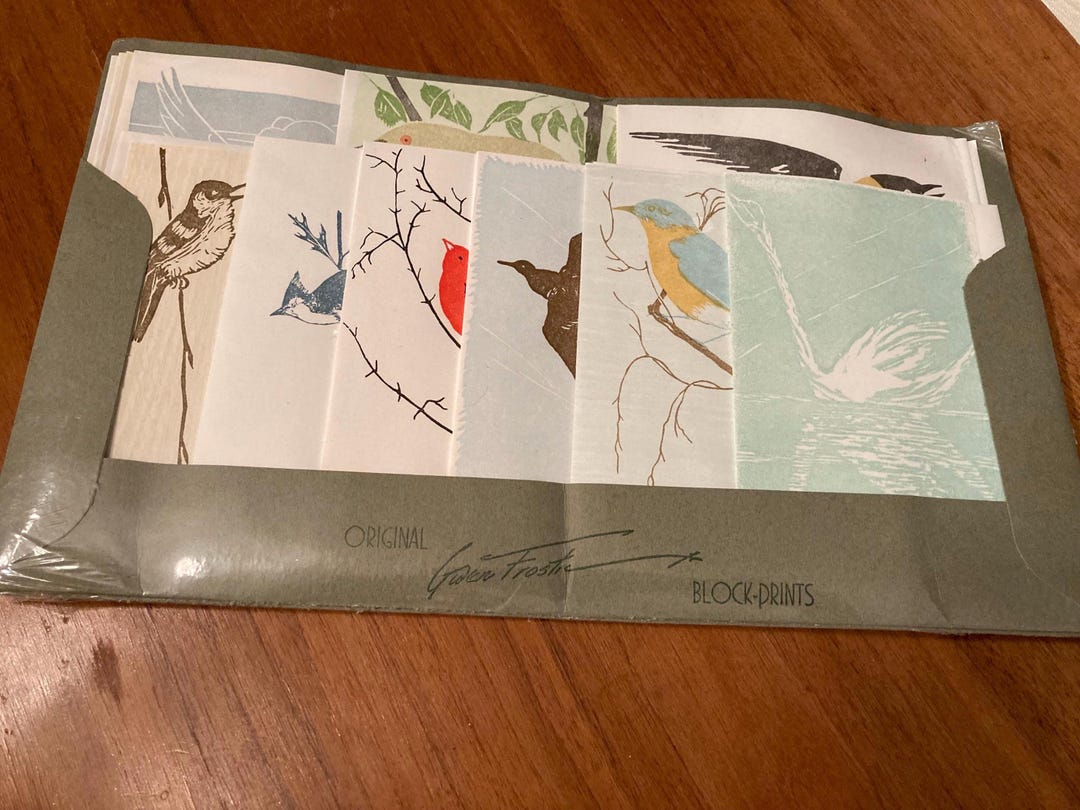 Vintage 1970's GWEN FROSTIC Note Cards Block Prints Set NIP - Etsy