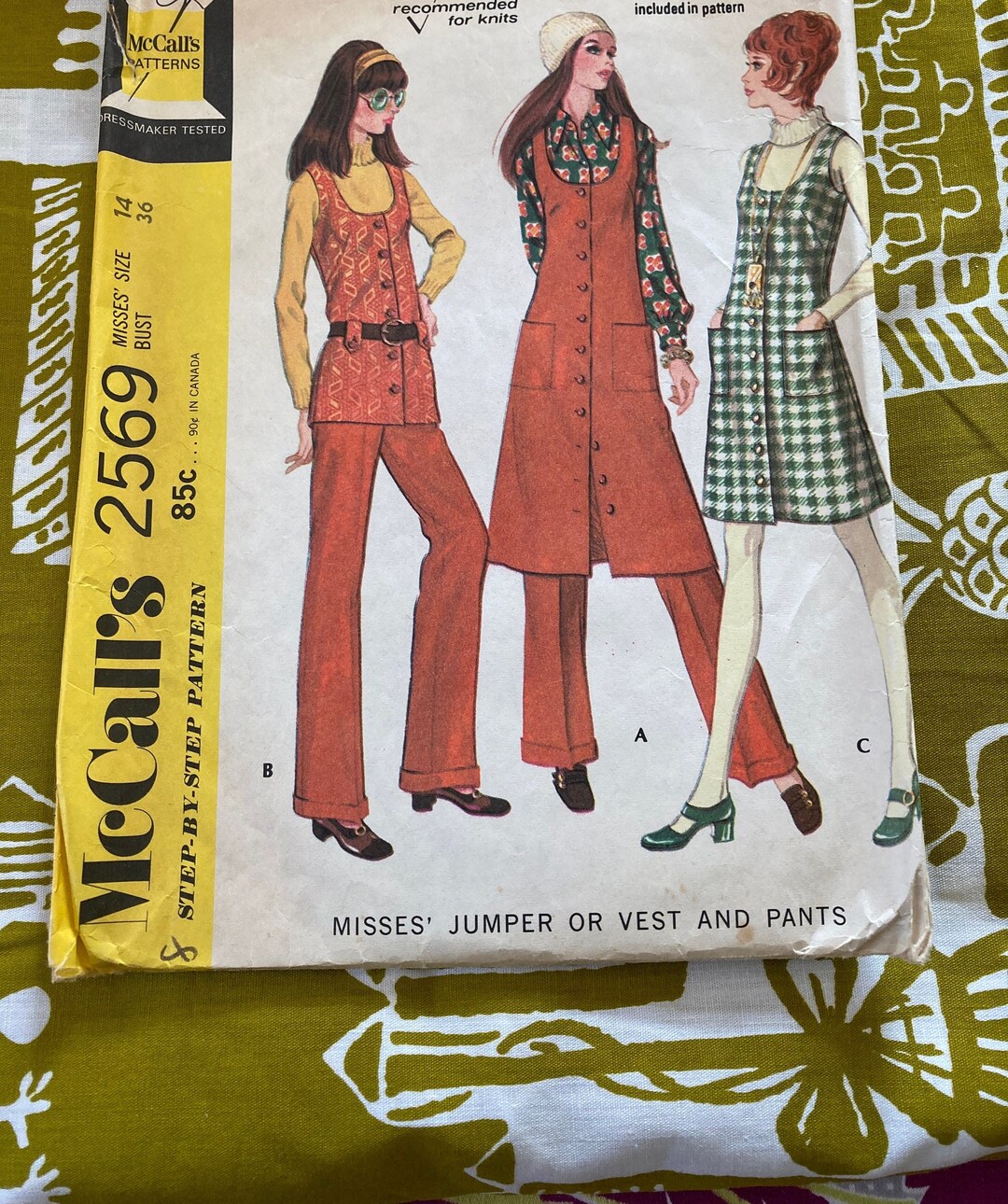 Vintage 1970's Mccall's 2569 Sewing Pattern Size 14 Bust 36 - Etsy