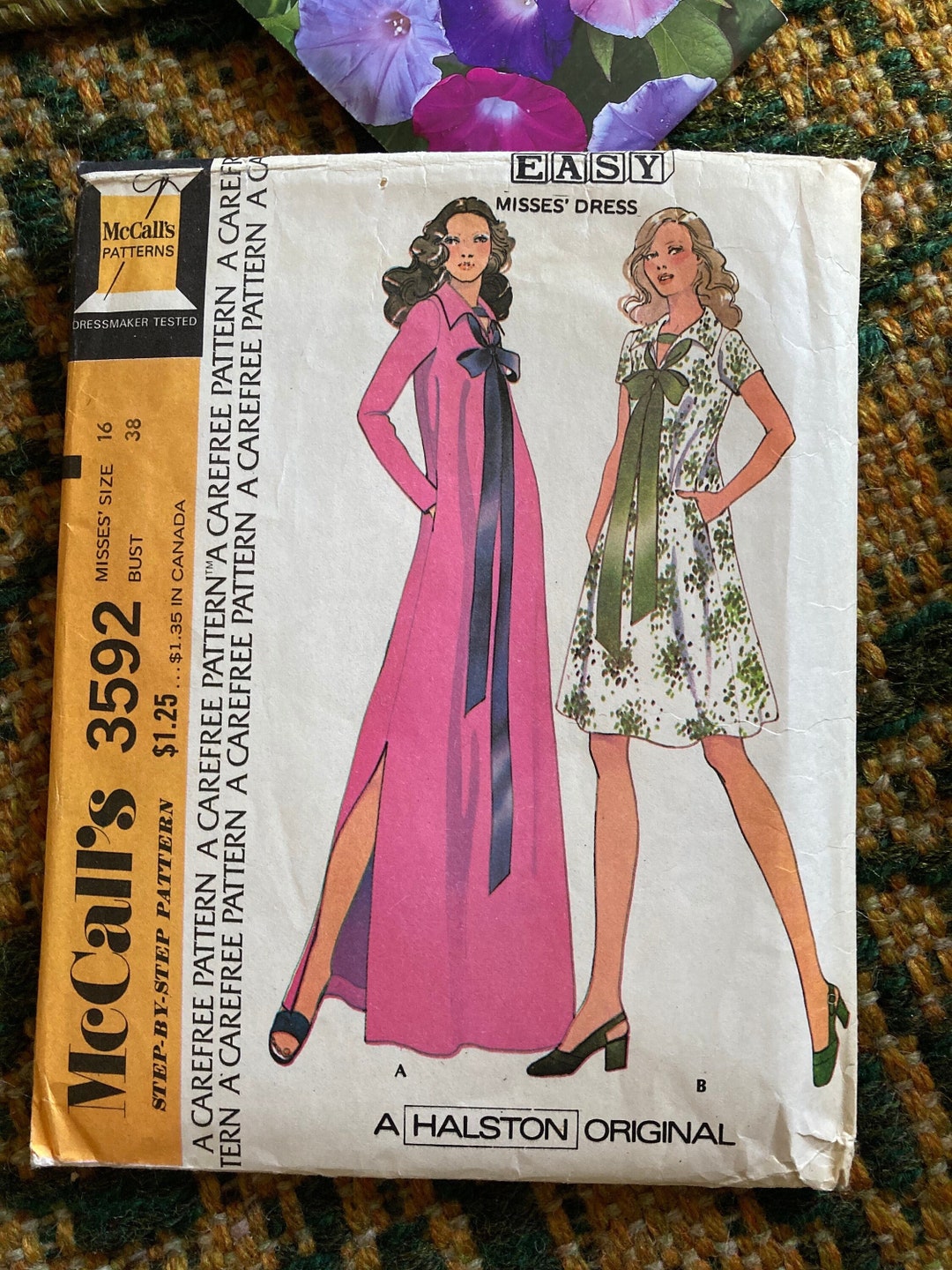 Vintage 1970's Mccall's 3592 HALSTON Sewing Pattern Size 16 Bust 38 - Etsy