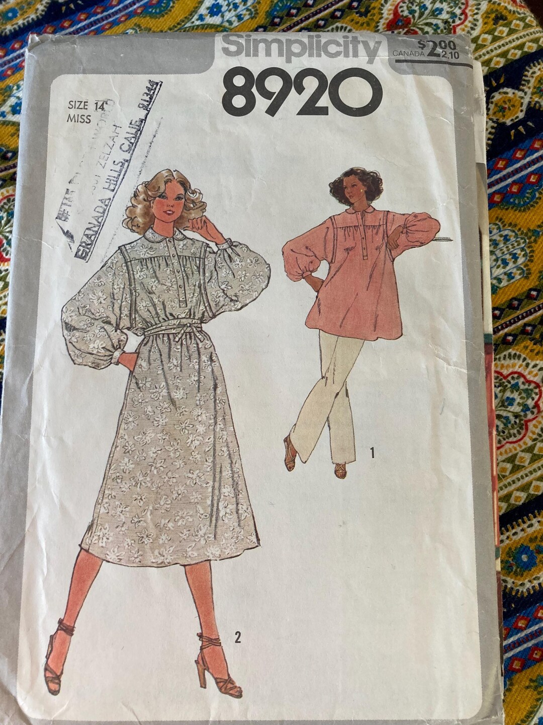 RARE Vintage 1970's Simplicity 8920 Sewing Pattern Size 8 Bust 31 or ...