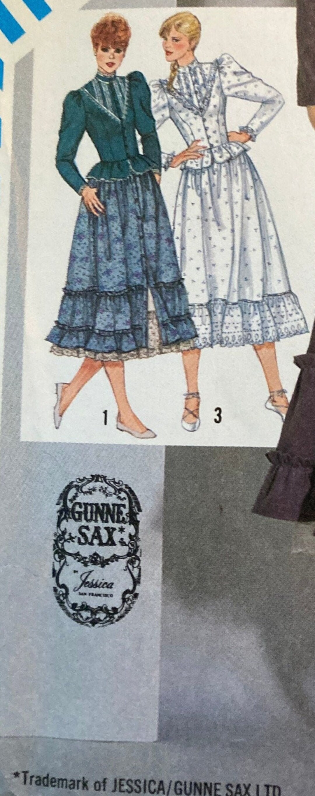 Vintage 1980's Simplicity 5754 GUNNE SAX Dress Sewing Pattern Size 8 ...