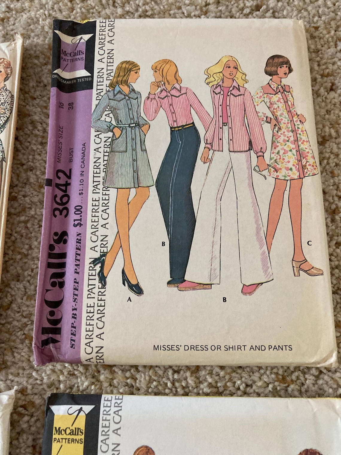 Vintage 1970s Mccall's 3642 4138 4308 or 3703 Sewing Pattern Size 16 ...