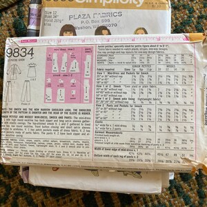 Vintage 1970's Simplicity 9834 Sewing Pattern Size 12 Bust 34 - Etsy