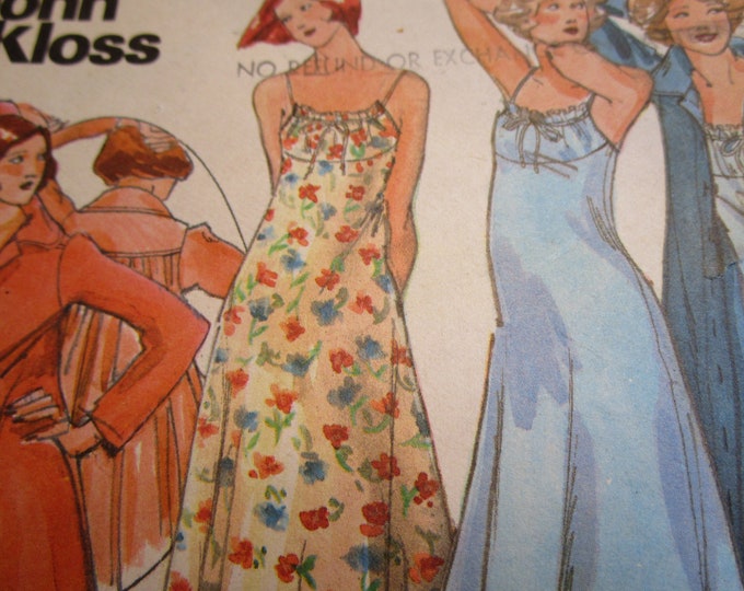 Vintage 1970's Butterick 3987 John Kloss Robe and Gown Sewing Pattern ...