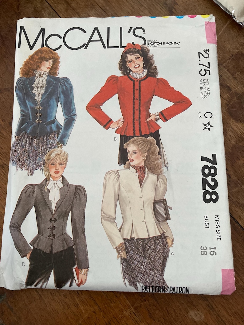 Vintage 1980s Mccall's 7828 Sewing Pattern Size 10 Bust 32.5 or Size 14 ...