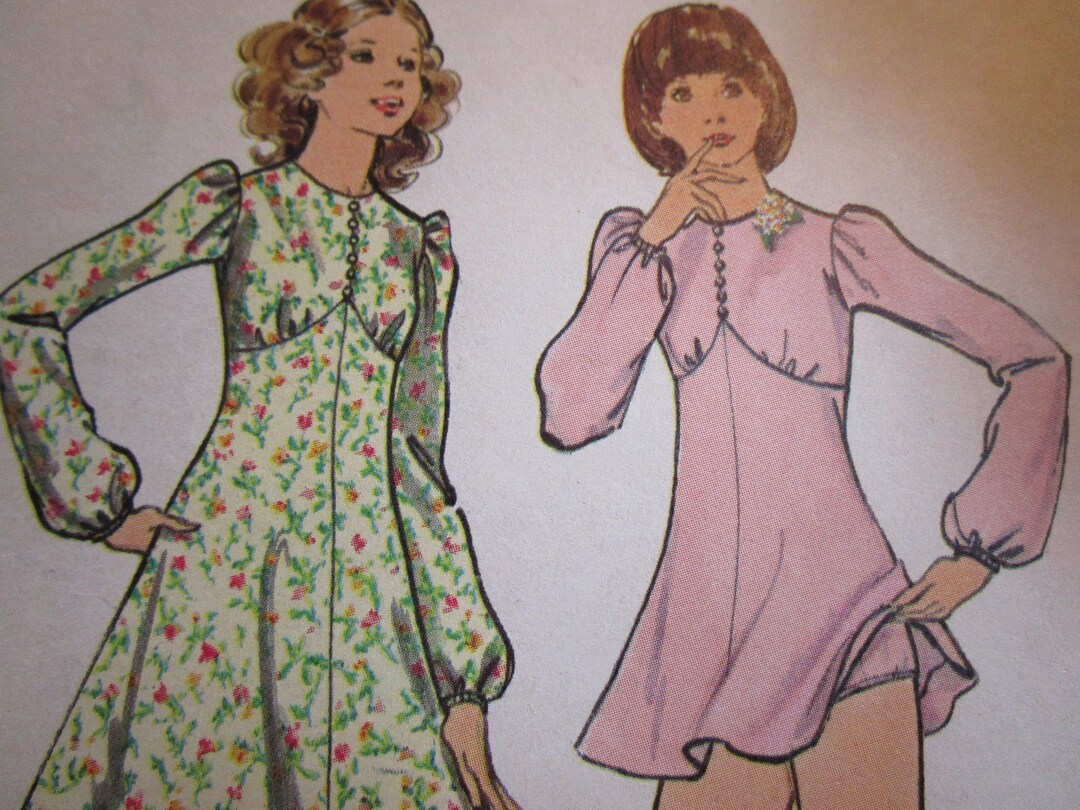 Vintage 1970's Butterick 6754 Disco Dress Sewing Pattern Size 12 Bust ...
