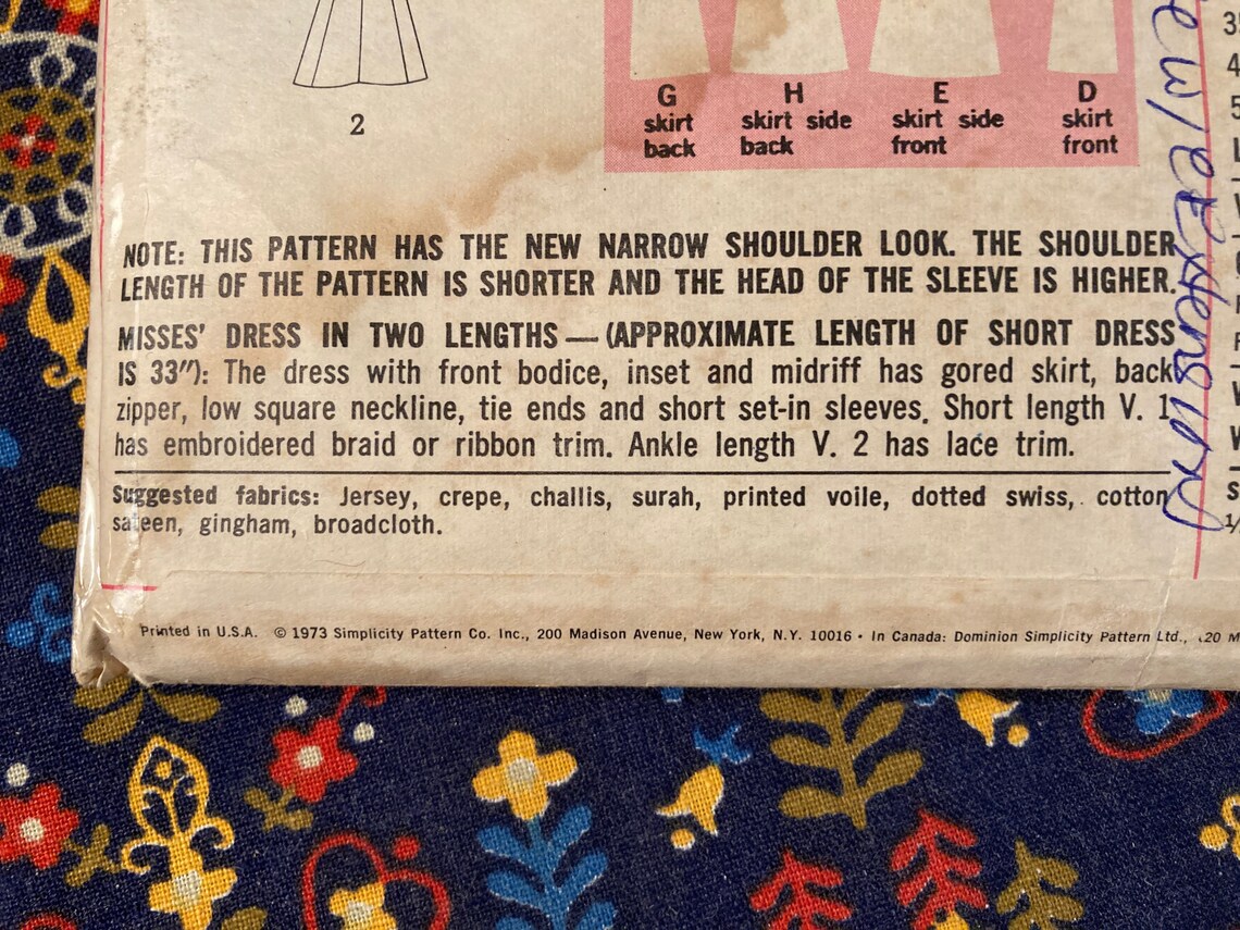 Vintage 1970 Simplicity 5616 Sewing Pattern Size 12 Bust 34 | Etsy