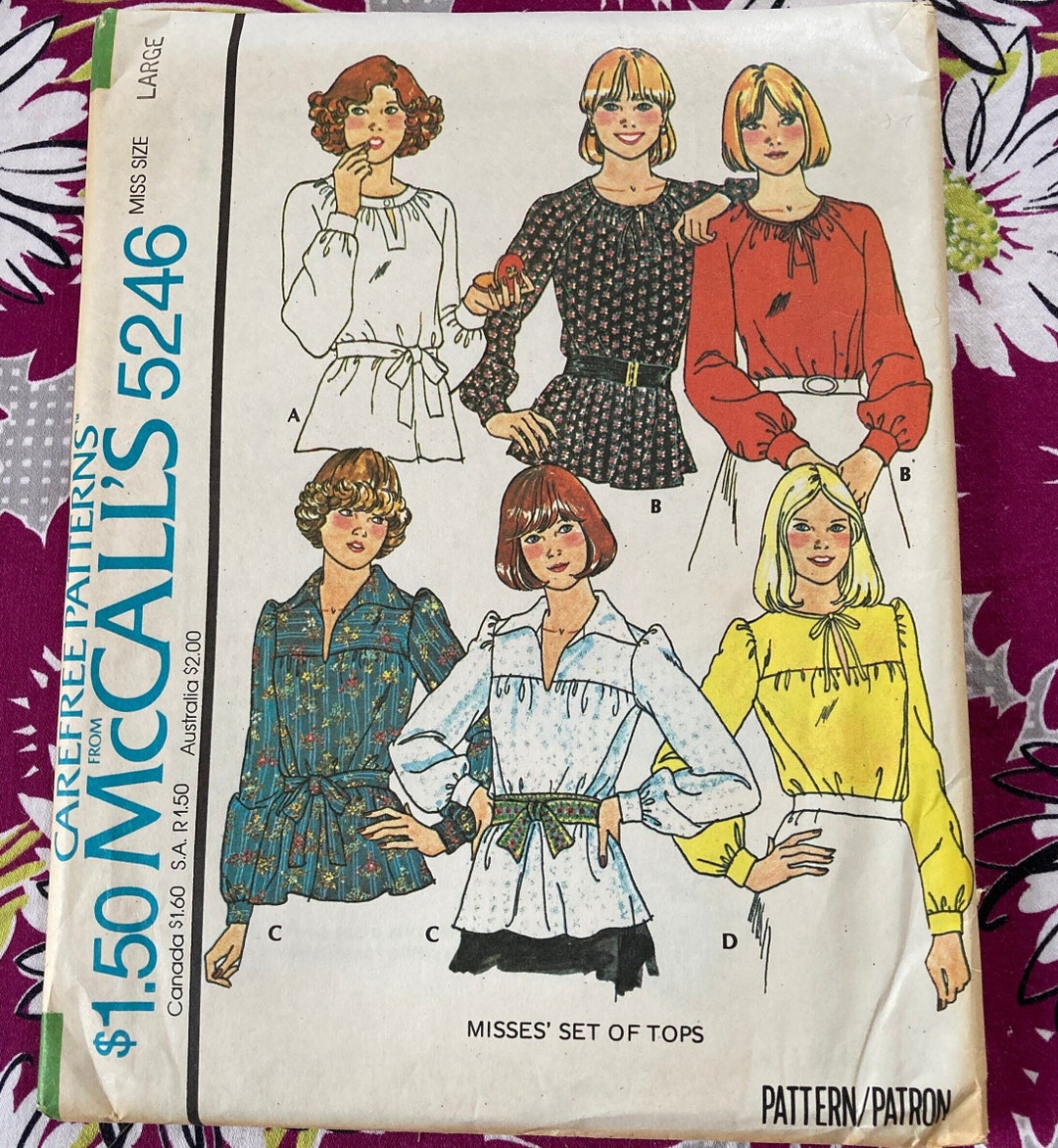 Vintage 1970's Mccall's 5246 Sewing Pattern Size Large 18-20 Bust 40-42 ...