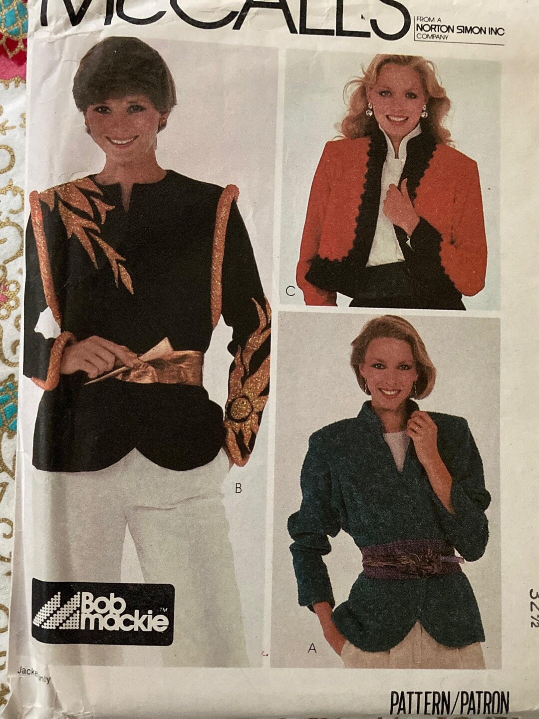 Vintage 1980s Mccalls 7381 Bob Mackie Sewing Pattern Size 10 Bust 32.5 ...