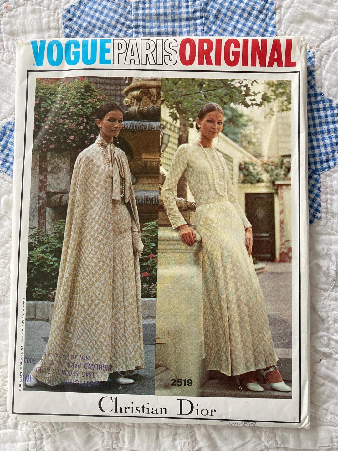 Vintage 1970's Vogue 2519 Paris Original Christion Dior Sewing Pattern ...