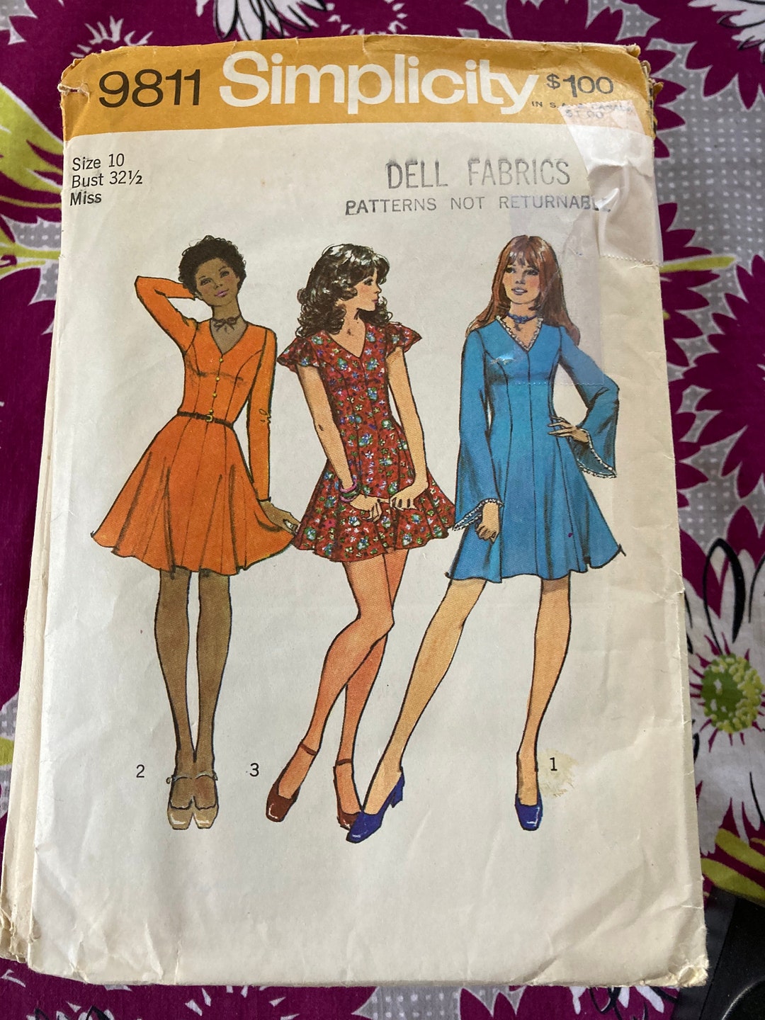 Vintage 1970's Simplicity 9811 Sewing Pattern Size 10 Bust 32.5 - Etsy