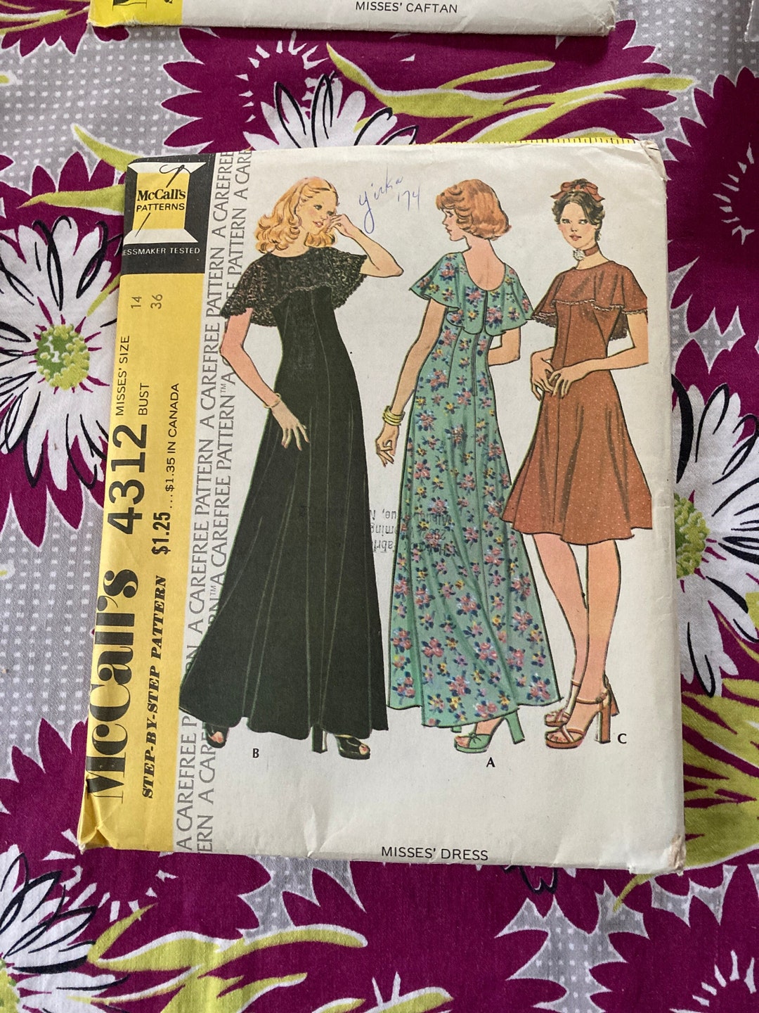 Vintage 1970's Mccall's 4312 Sewing Pattern Size 14 Bust 36 FF - Etsy