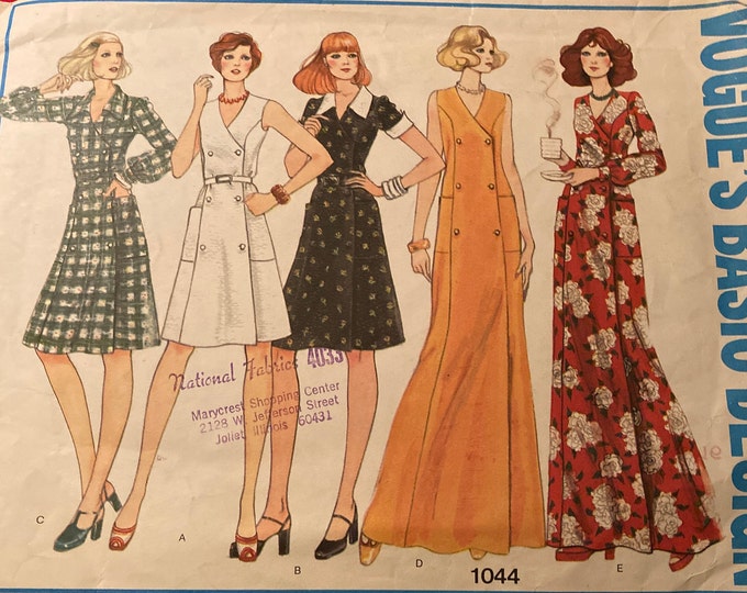 Vintage 1970's Vogue's 1044 Basic Design Sewing Pattern Size 16 Bust 38 ...
