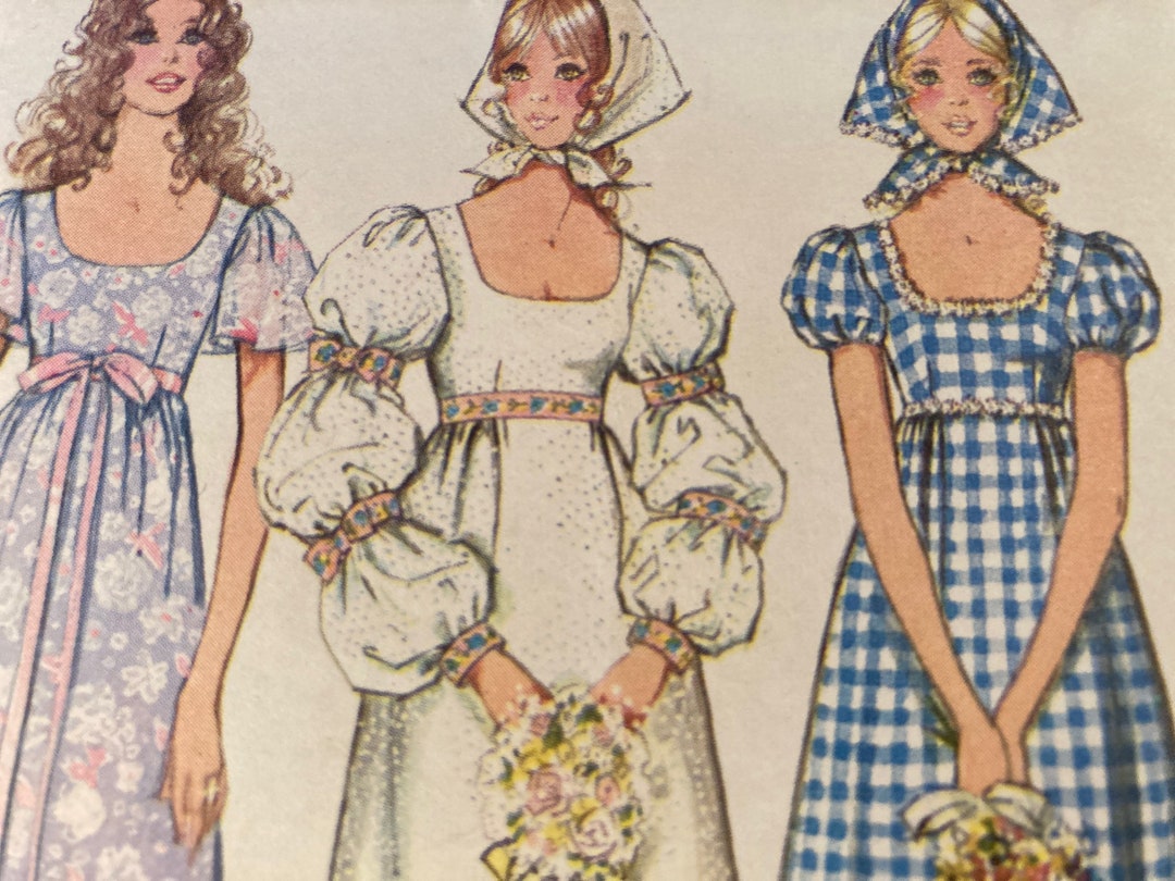 Vintage 1970s Simplicity 9825 Wedding or Bridesmaid Dress and Scarf ...