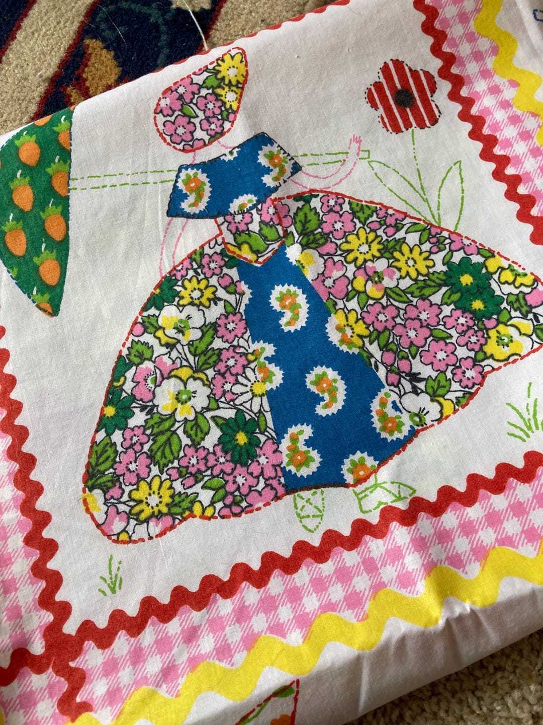 Vintage 1980s Gloria Vanderbilt for Bloomcraft Quilt Sew Rik Rak Pattern Fabric Remnant - Etsy