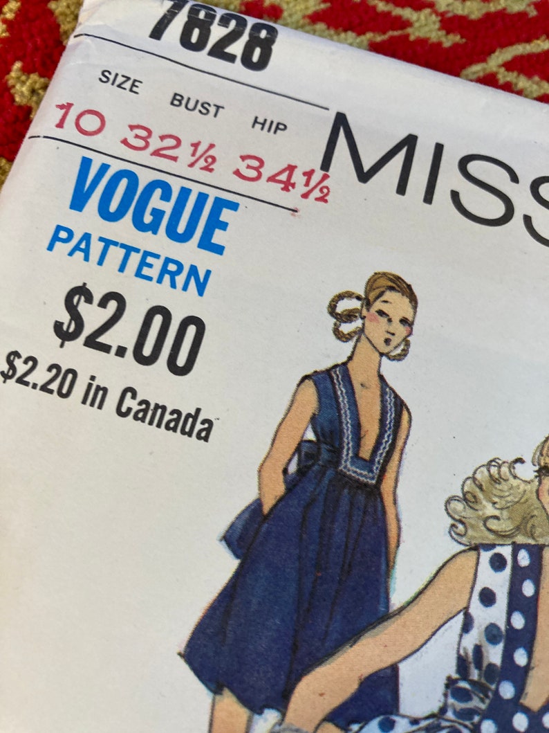 Vintage 1970s MISS VOGUE 7828 Sewing Pattern Size 10 Bust - Etsy