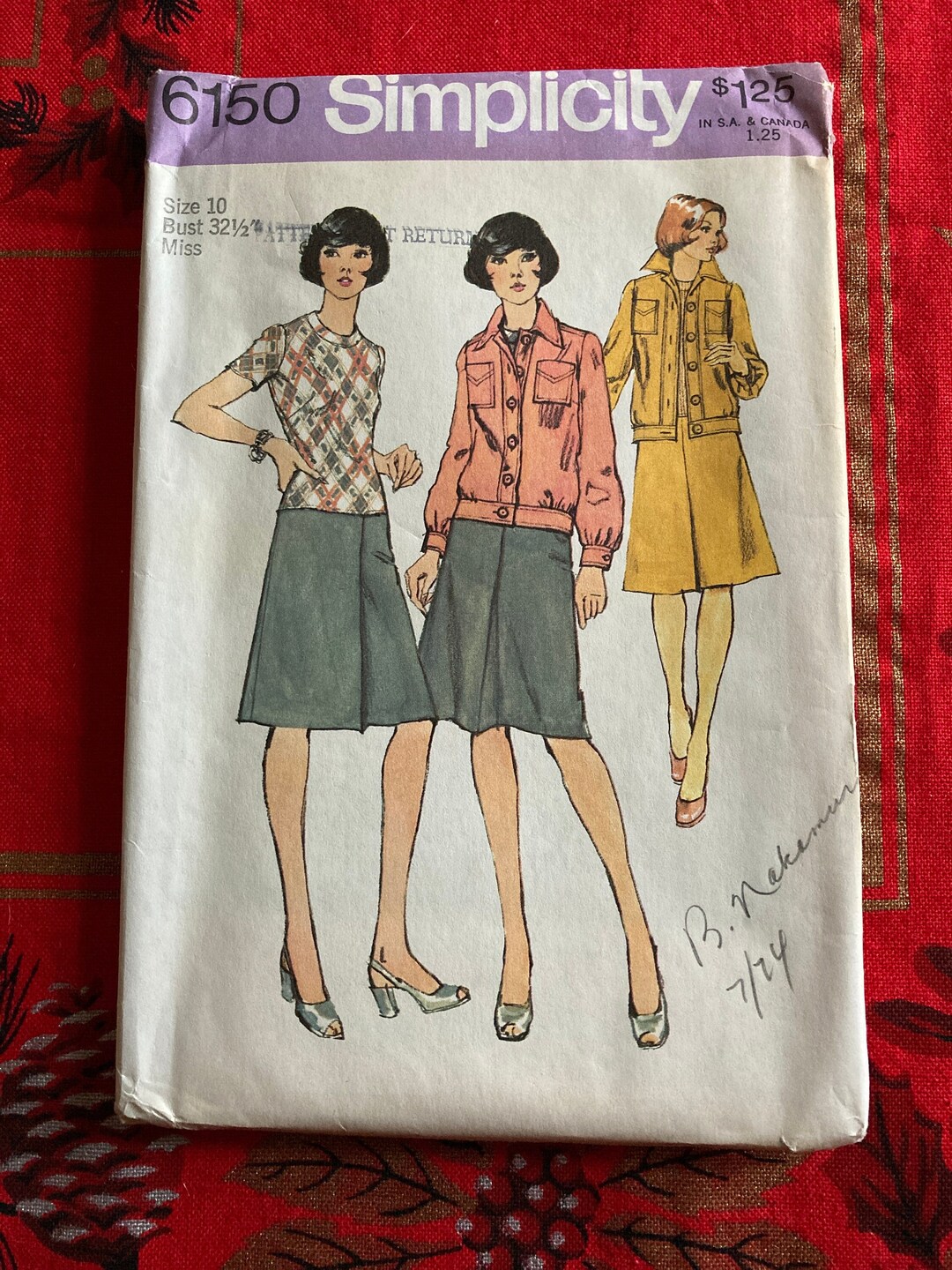 RARE Vintage 1970's Simplicity 6150 Sewing Pattern Size 10 Bust 32.5 FF ...