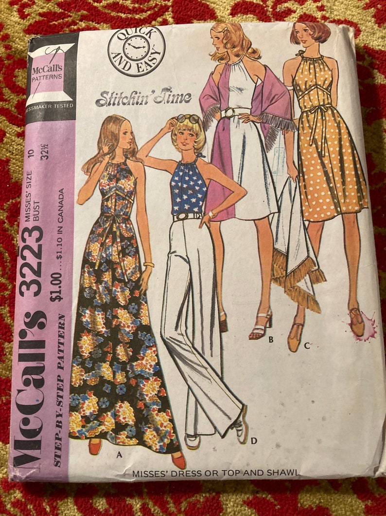 RARE Vintage 1970s Mccalls 3223 Sewing Pattern Size 10 Bust - Etsy