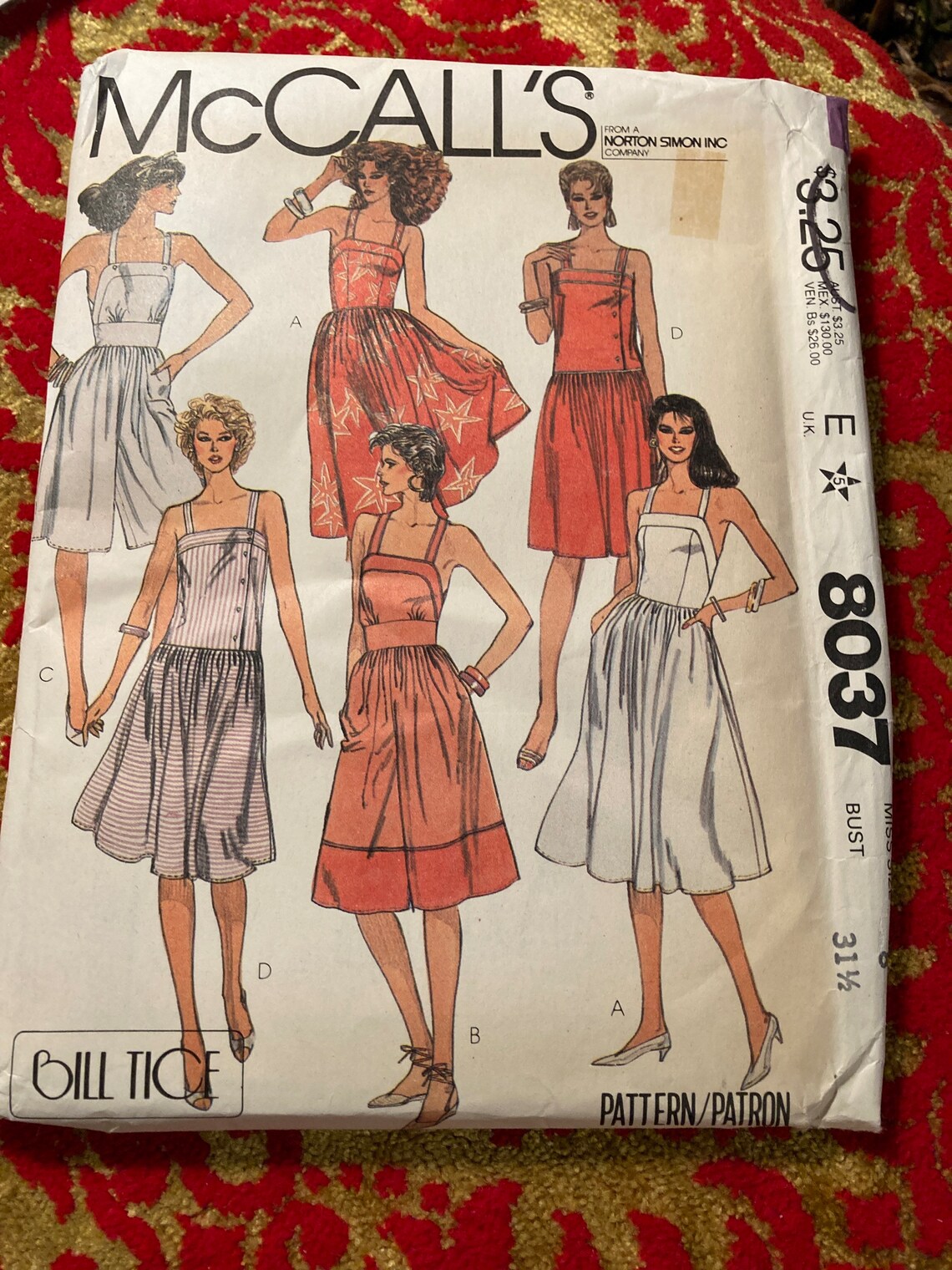 Vintage 1980s Mccall’s 8037 Bill Tice Sewing Pattern Size 8 Bust 31.5 ...