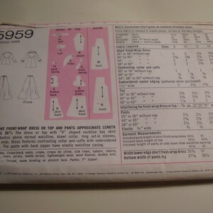 Vintage 1970's Simplicity 5959 Wrap-dress and Pants Sewing Pattern Size ...