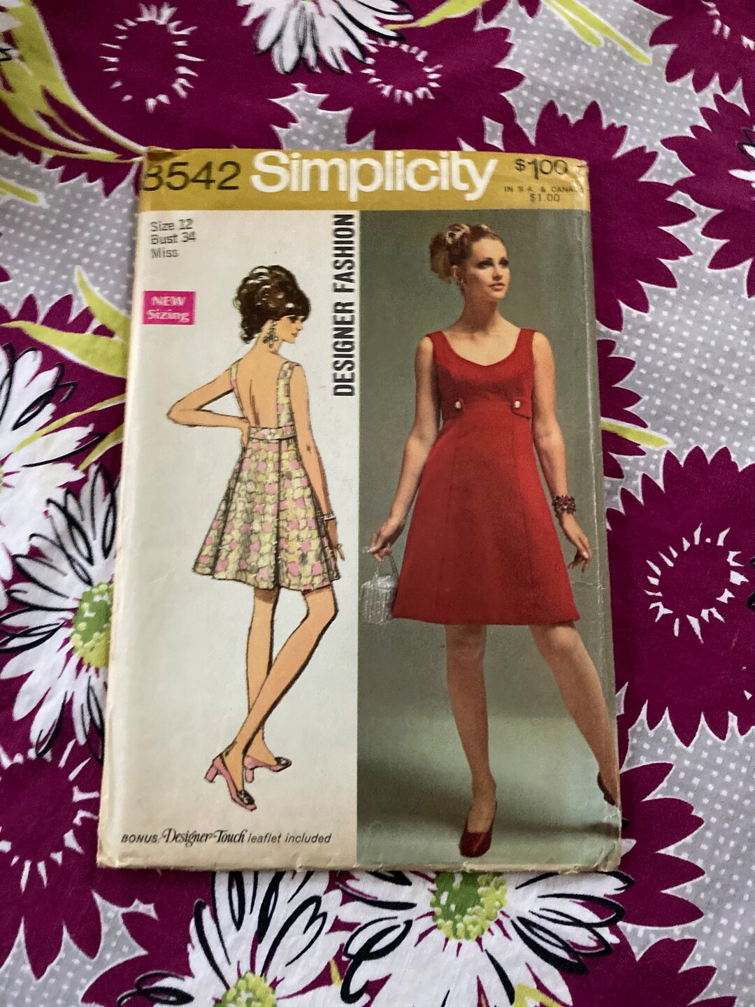 Vintage 1960's Simplicity 8542 Sewing Pattern Size 12 Bust 34 FF - Etsy