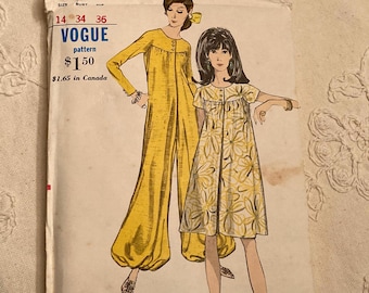 Vintage 1960's Vogue 7498 Sewing Pattern Size 14 Bust 36 - Etsy