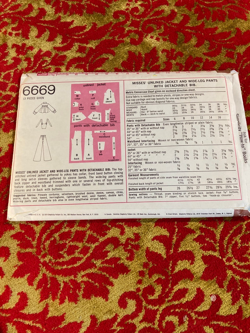 Vintage 1970s Simplicity 6669 Sewing Pattern Size 8 Bust 31.5 or Size ...
