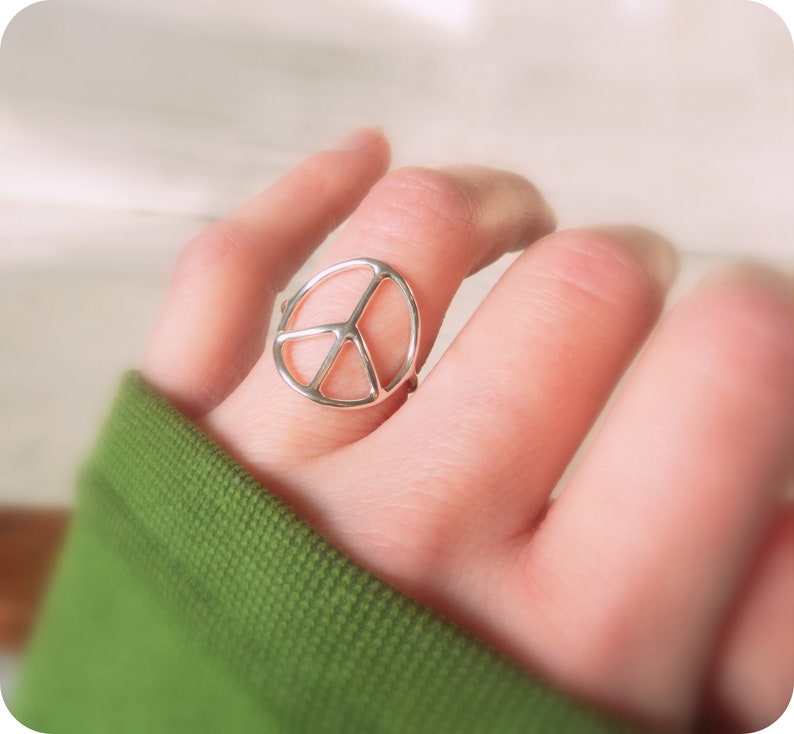 Peace Sign Ring//Sterling silver//Handcrafted | Etsy