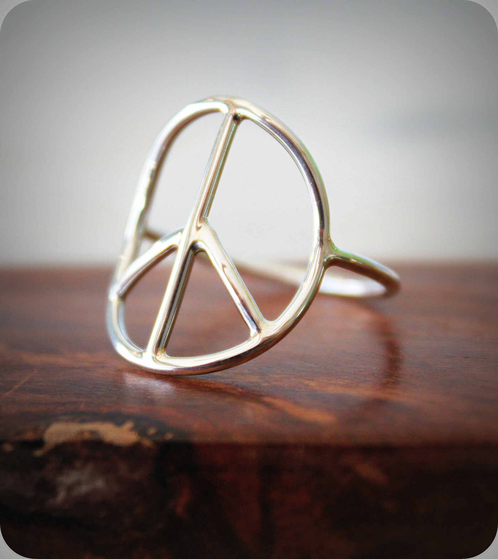Peace Sign Ring//sterling Silver//handcrafted//made to Order - Etsy