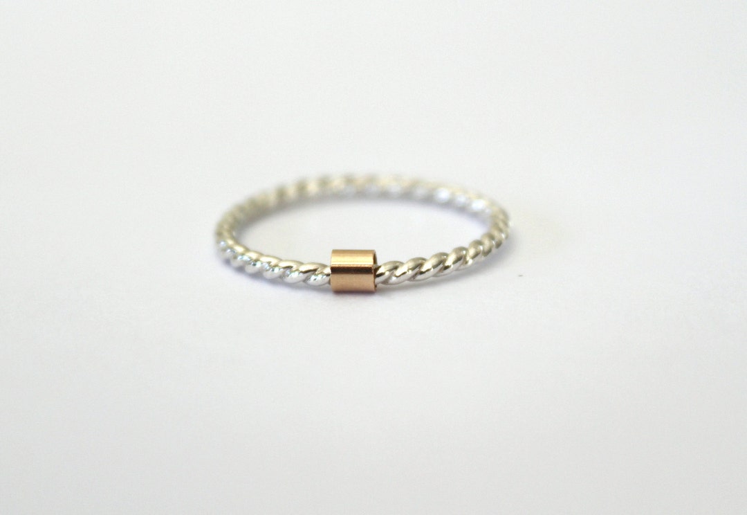 Twist and Slide Ring~sterling Silver Ring With 14kt. Gold Filled ...