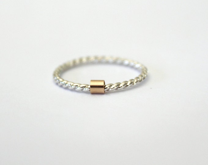 Twist and Slide Ring~sterling Silver Ring With 14kt. Gold Filled ...