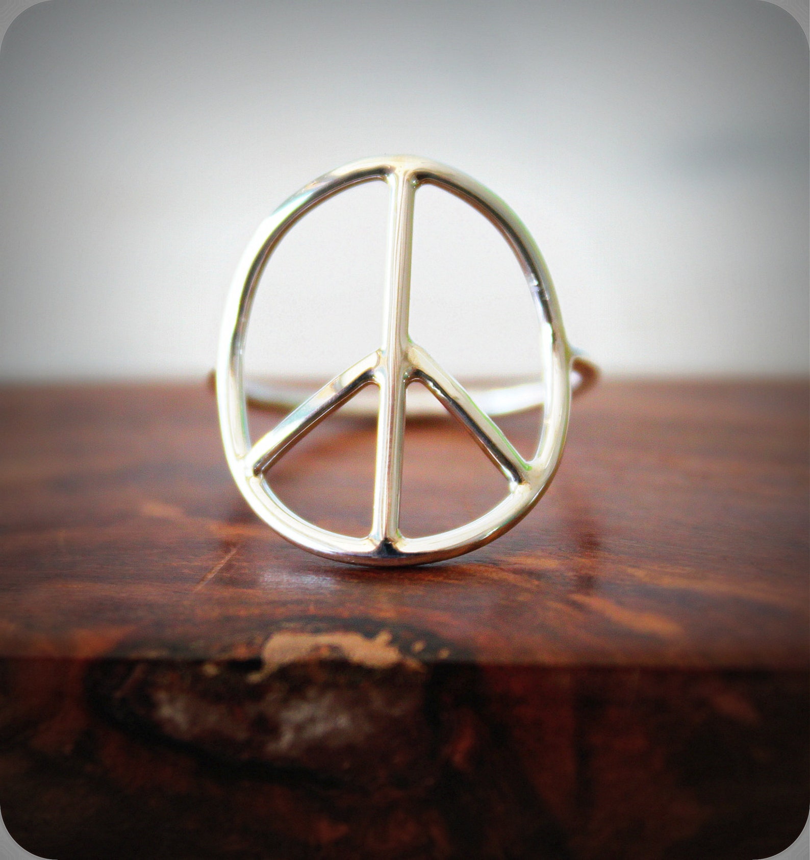 Peace Sign Ring//sterling Silver//handcrafted//made to Order - Etsy